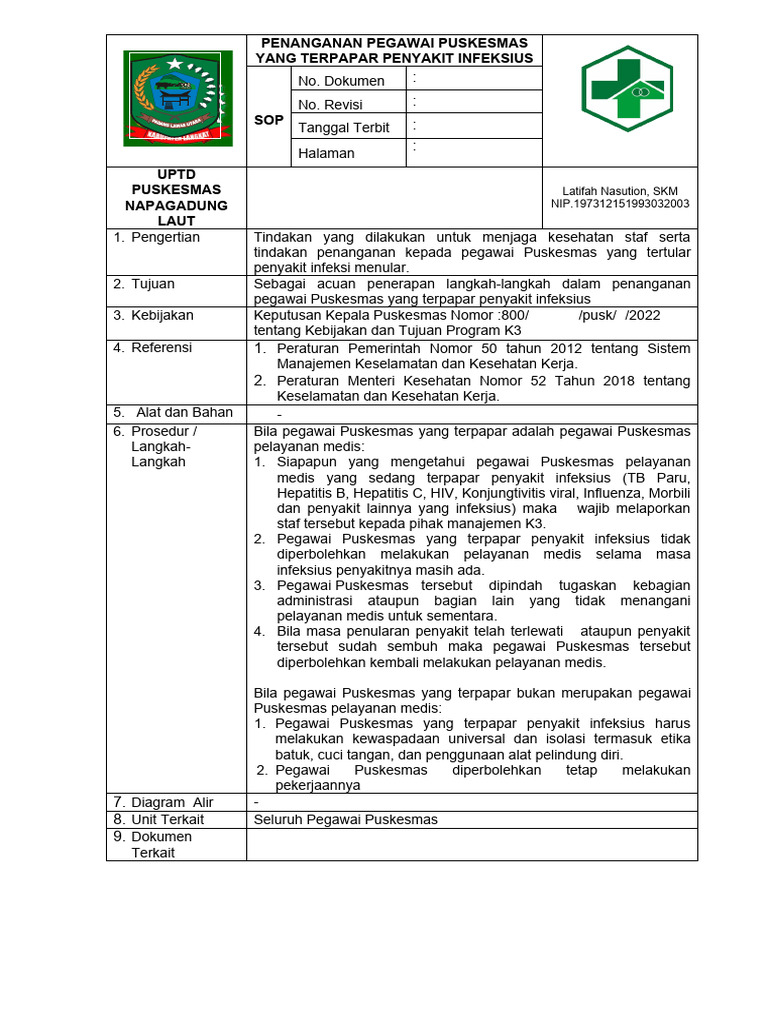 Sop Penanganan Pegawai Infeksius | PDF | Pengembangan Diri | Kesehatan Holistik
