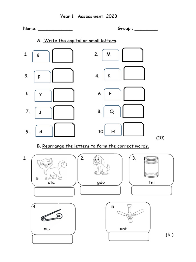 Year 1 English Diagnostic Assessment 2023 | PDF