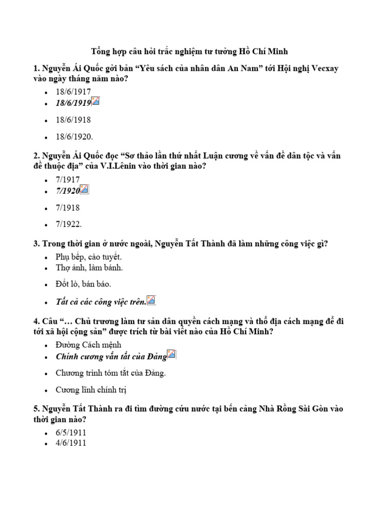 Ngan Hang Cau Hoi Trac Nghiem Tu Tuong Ho Chi Minh | PDF
