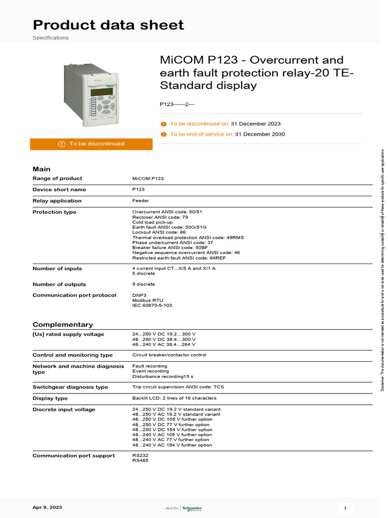 MiCOM P12x - P123 - 2 | PDF | Relay | Electromagnetism
