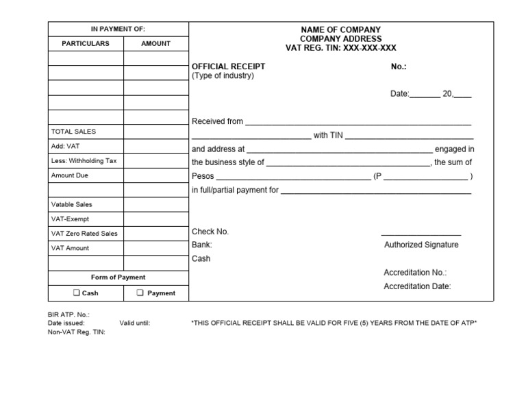 Official Receipt Template | PDF