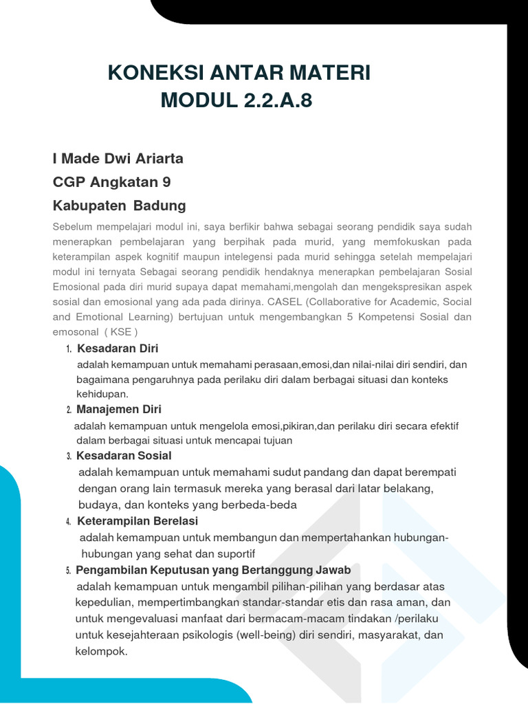 KONEKSI ANTAR MATERI Modul 2.2 | PDF | Karier & Perkembangan