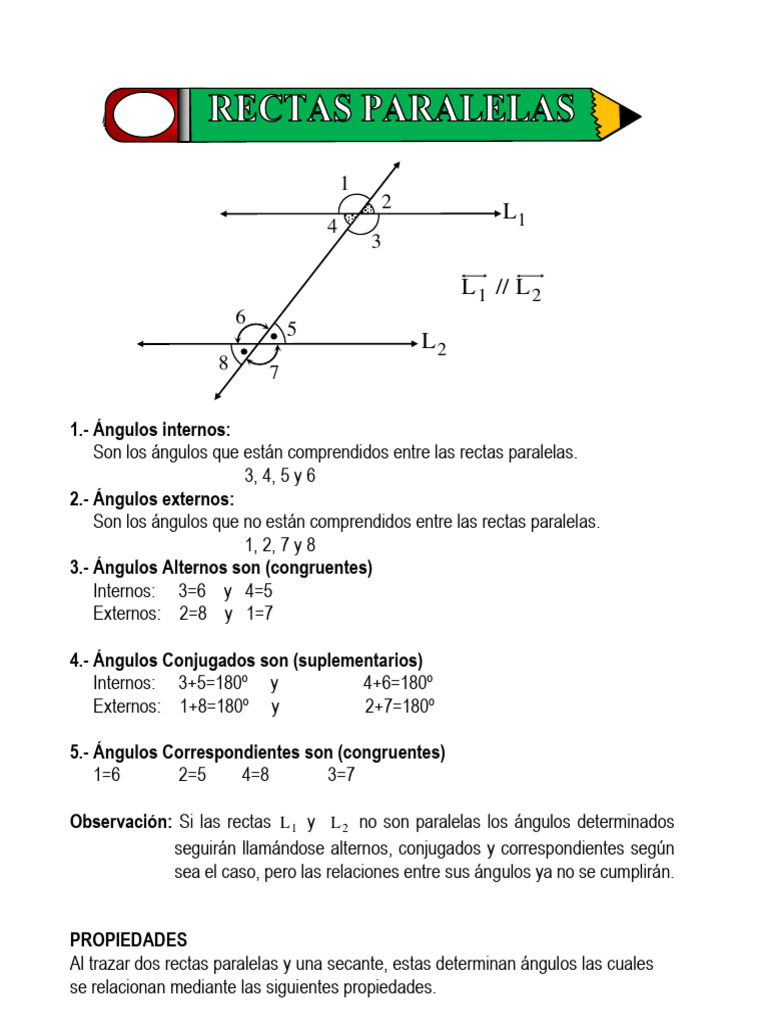 Propiedades de ángulos entre paralelas | PDF | Ángulo | Matemática ...
