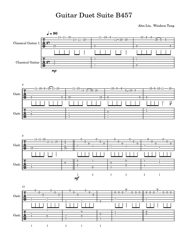 Guitar Duet Suite B457 | PDF