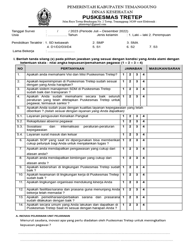 1325 Instrumen Survey Kepuasan Pegawai | PDF