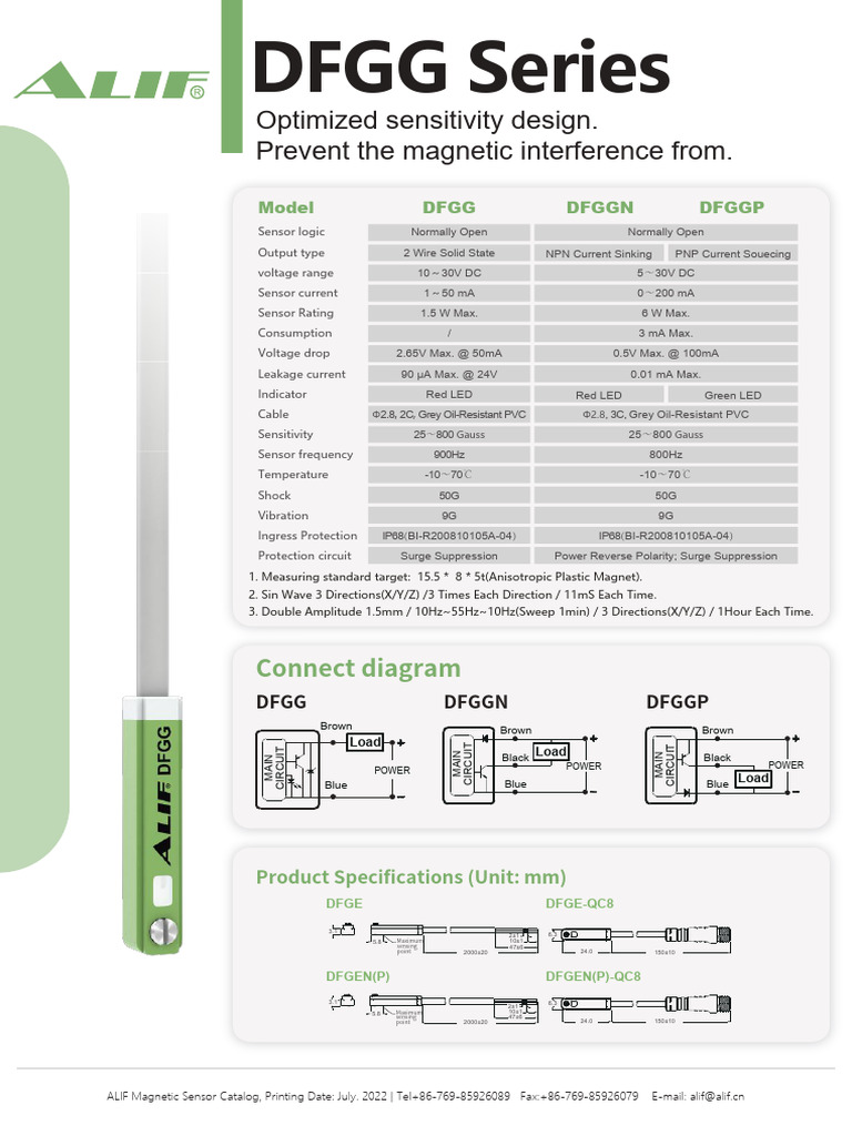 DFGG Magnetic Cylinder Sensor | PDF | Bipolar Junction Transistor | Switch