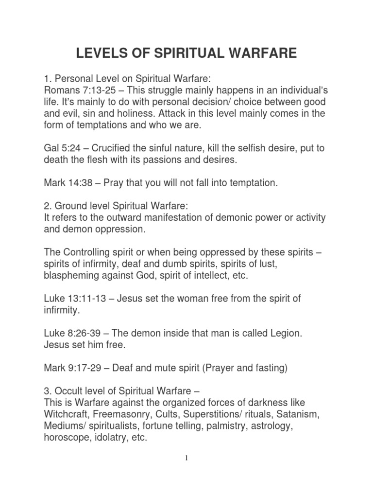 Four Levels of Spiritual Warfare Explained | PDF | Spiritual Warfare ...