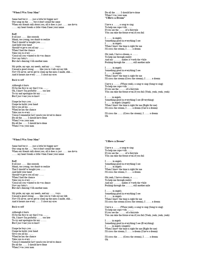 Fill The Blank Lyric | PDF