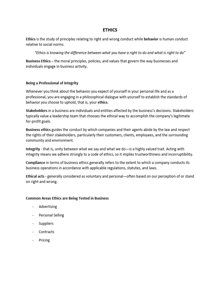 Ethics Midterm Lesson | PDF | Virtue Ethics | Stakeholder (Corporate)