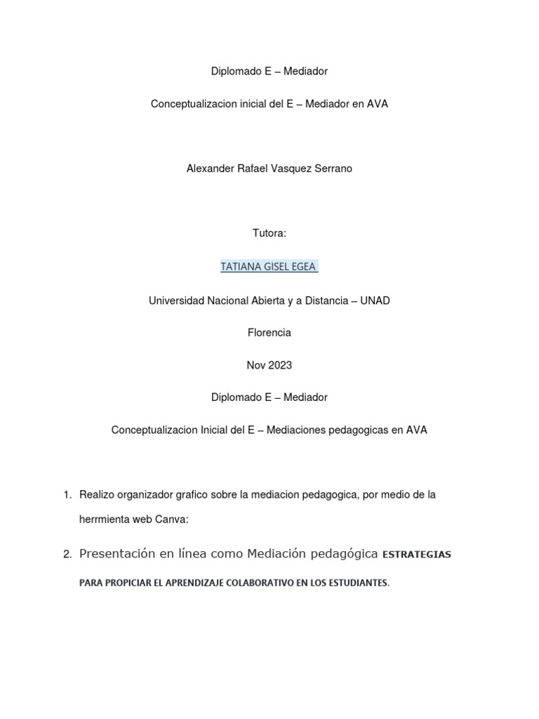 Mediaciones Pedagogicas en AVA | PDF | Salud y bienestar