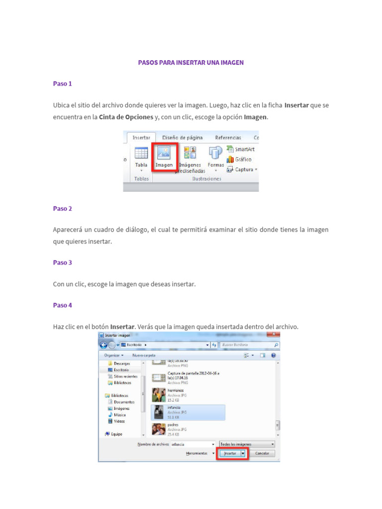 Pasos para Insertar Una Imagen y Forma | PDF