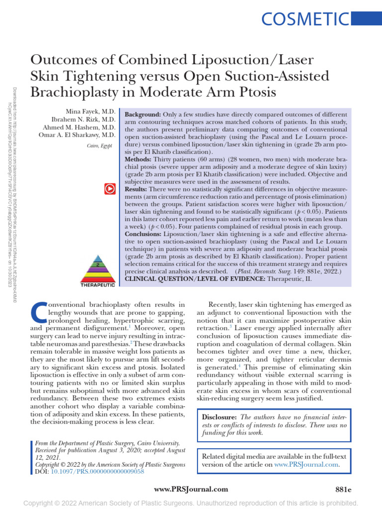 Outcomes of Combined Liposuction Laser Skin.13 | PDF | Surgical Specialties | Clinical Medicine