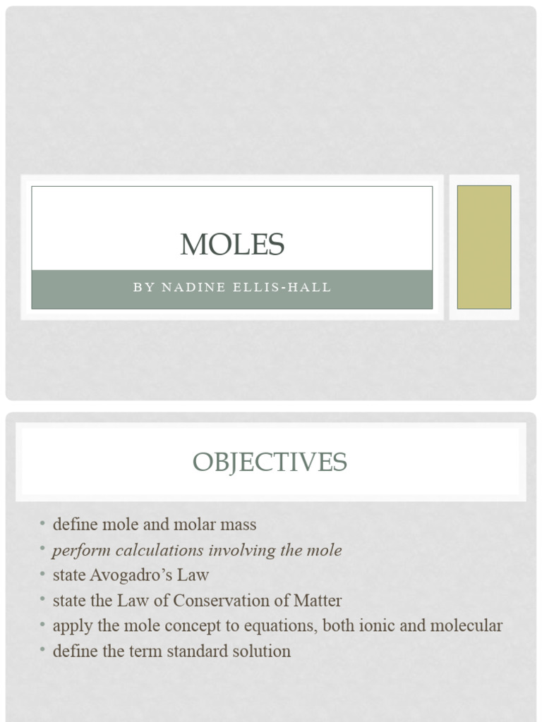Moles | PDF | Mole (Unit) | Physical Quantities