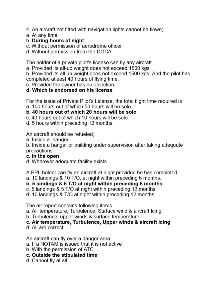Air Regulations Assessment 10th Master Key | PDF | Instrument Flight ...