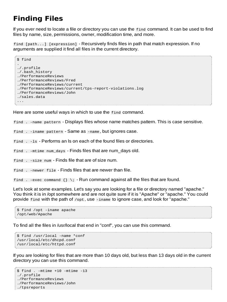 Finding Files And Directories Text Pdf Computer File Database Index