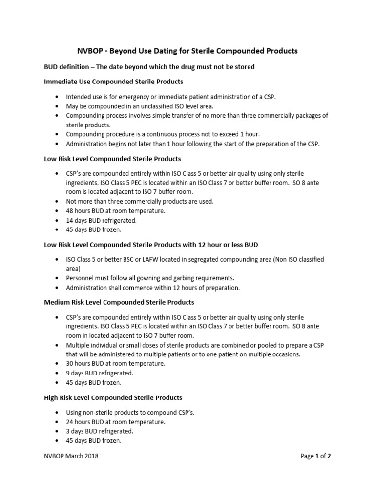 Sterile CSP BUD 10.30.17 | PDF | Medicinal Chemistry | Medical Treatments