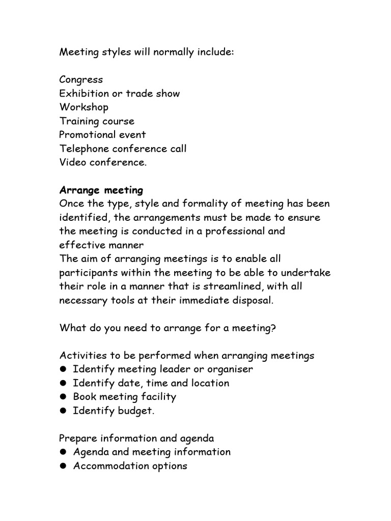 Meeting Arrangement | PDF