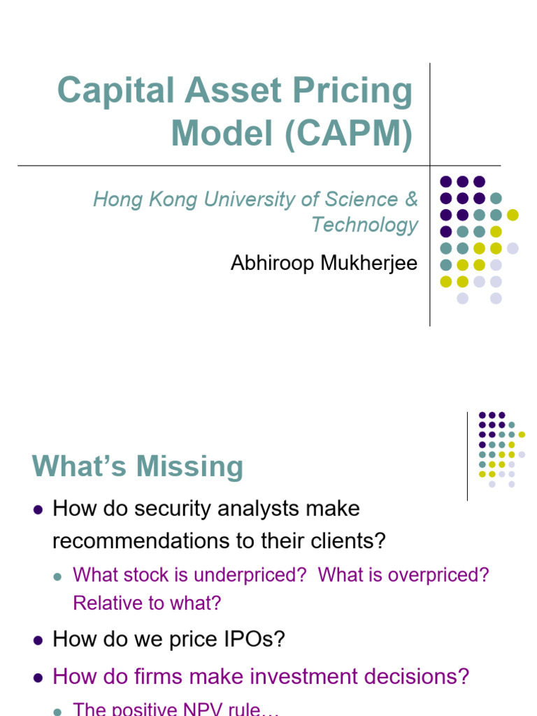 CAPM | PDF | Capital Asset Pricing Model | Beta (Finance)