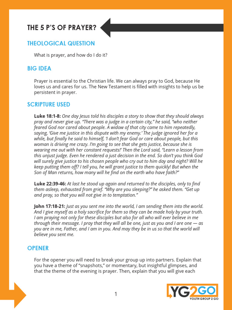 The5 P's of Prayer | PDF | Prayer | Jesus