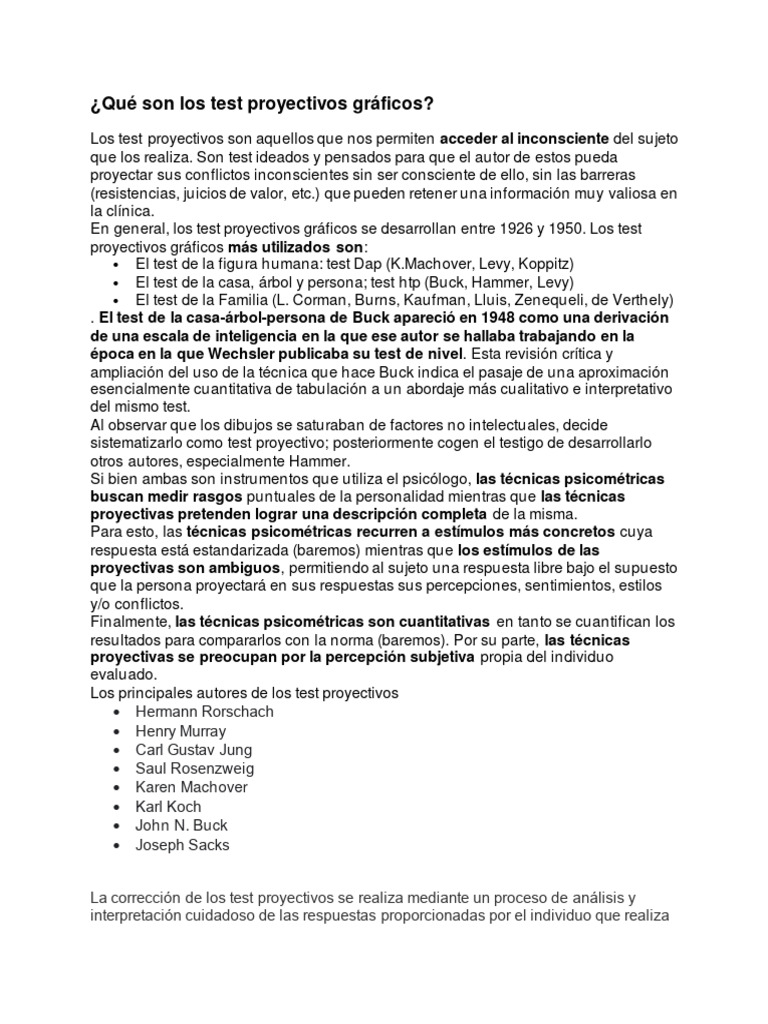 Qué Son Los Test Proyectivos Gráficos | PDF | Las emociones | Sicología
