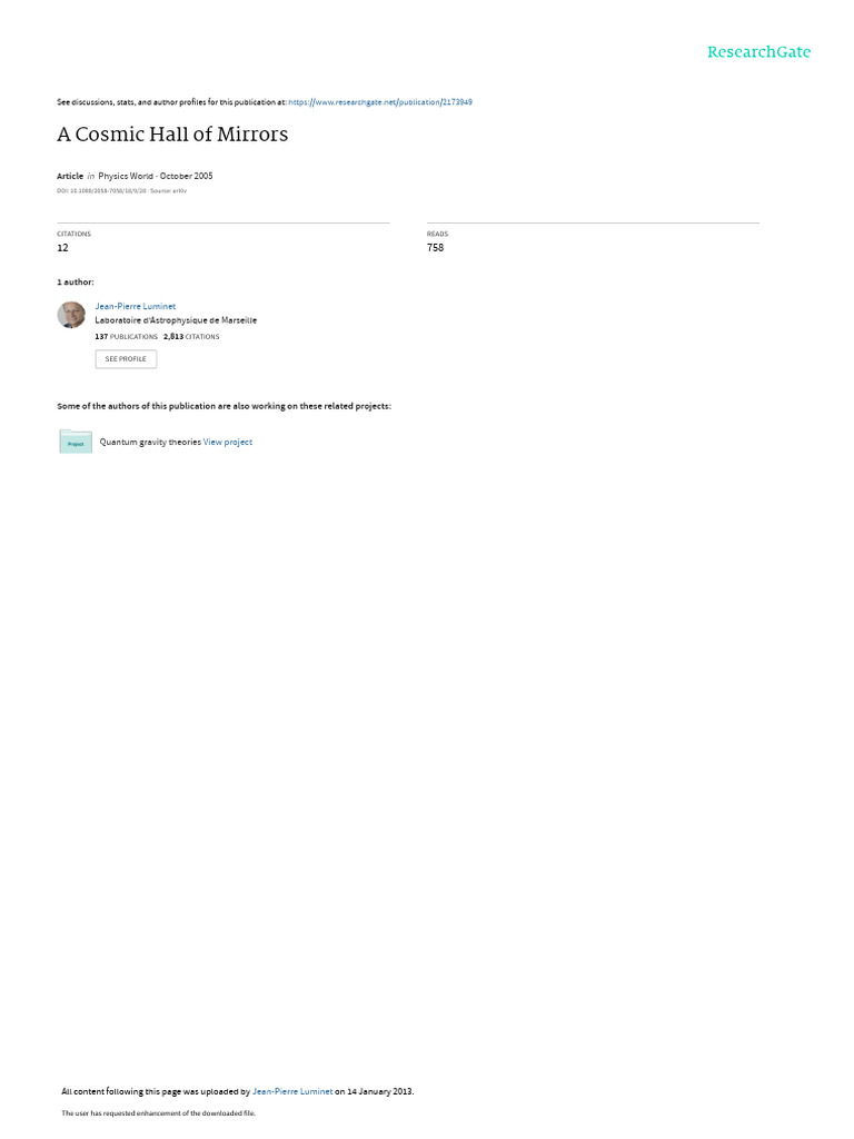 A Cosmic Hall of Mirrors | PDF | Inflation (Cosmology) | Universe