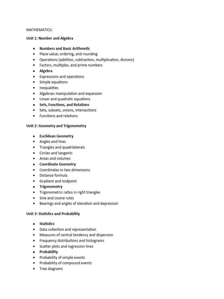 Maths Syllabus | PDF