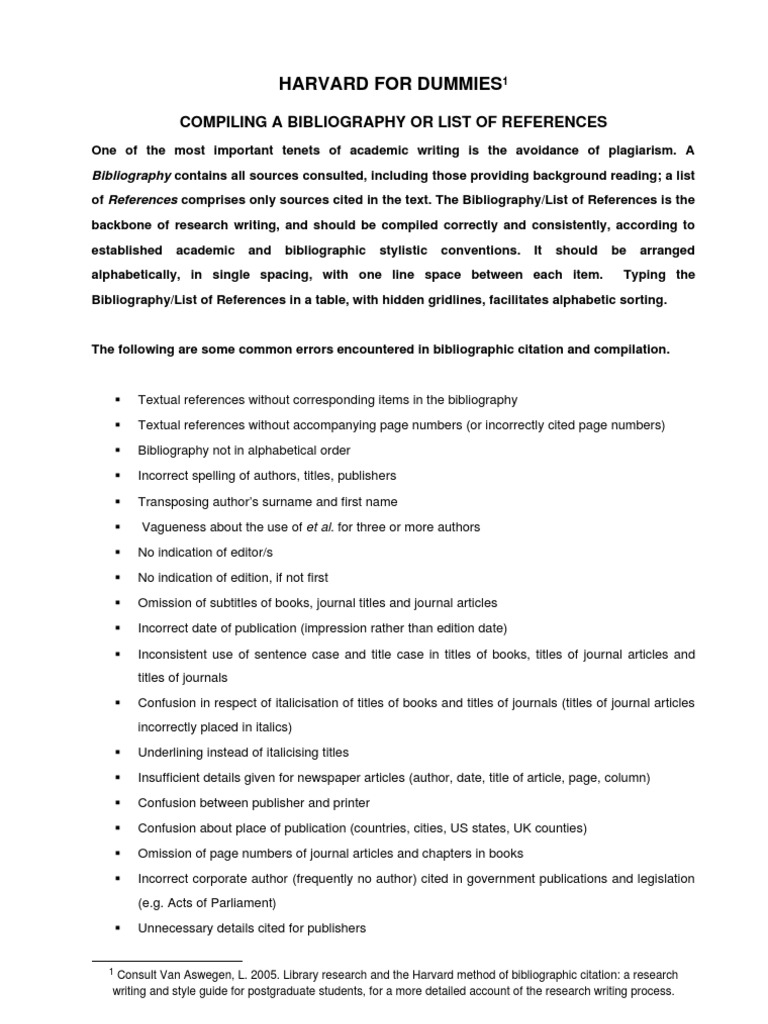 Harvard For Dummies: Compiling A Bibliography or List of References ...