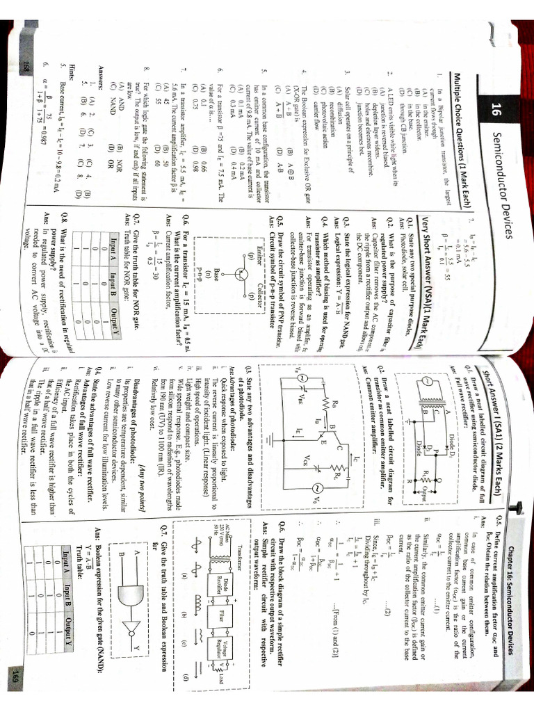 Phy 12th Que Bank With Soln CHP 16 Semiconductor Devices | PDF