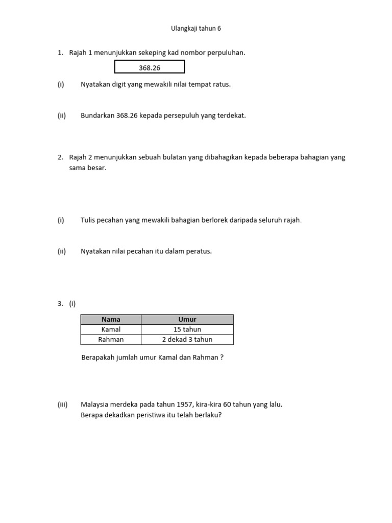 Ulangkaji Tahun 6 Pdf