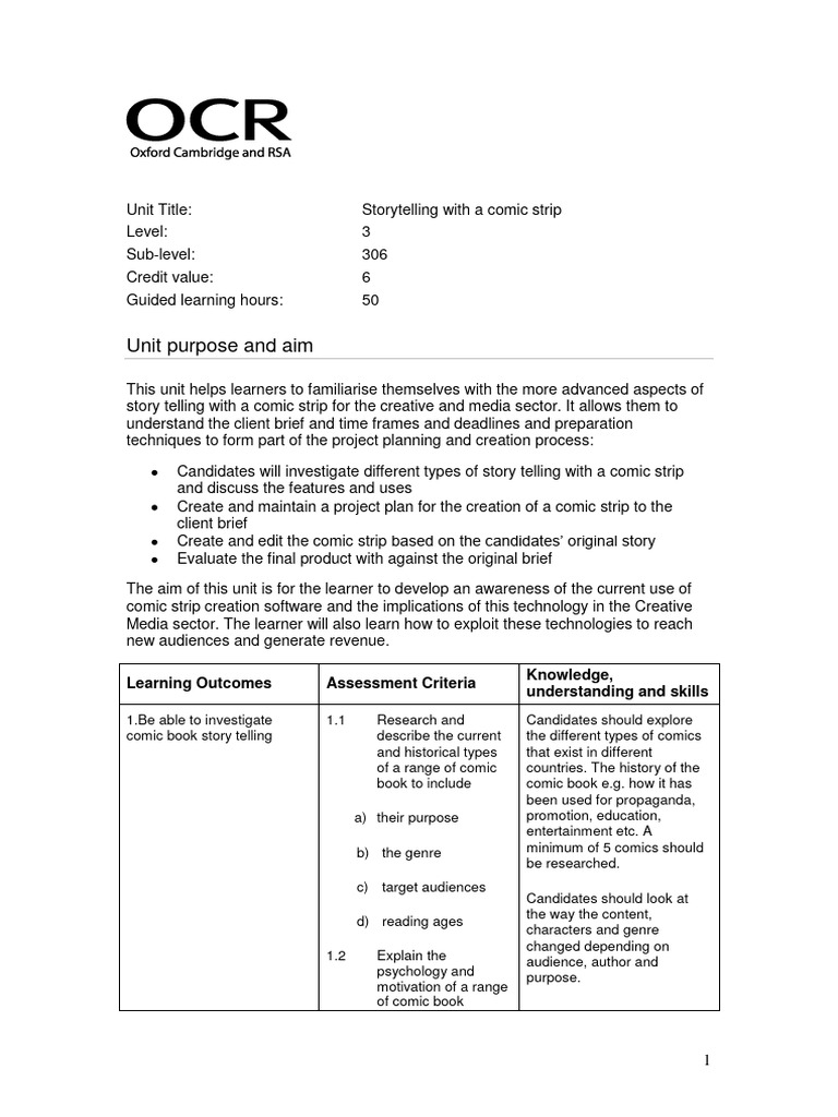 Storytelling With A Comic Strip | PDF | Storytelling | Evaluation