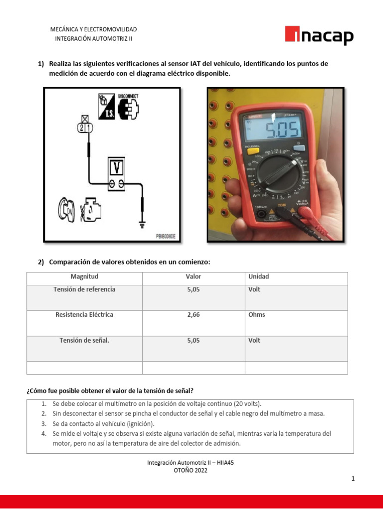 Informe Diagnóstico Al Sensor IAT | PDF | Resistencia Eléctrica y Conductancia | Sensor