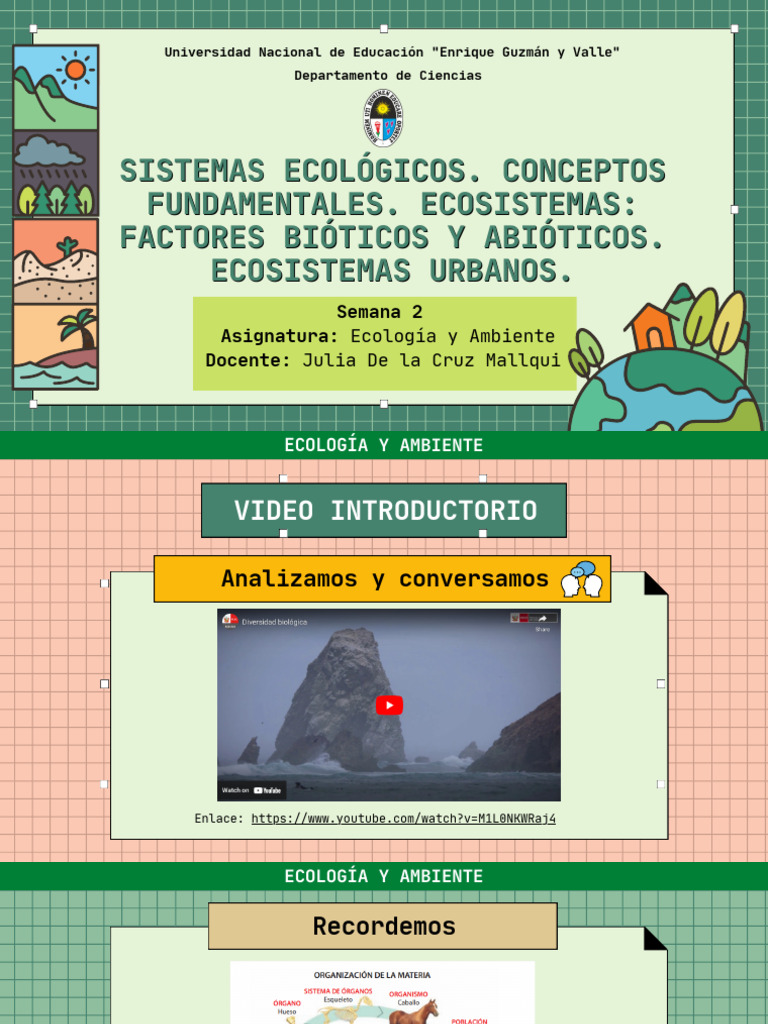 Semana 2 Sistemas ecológicos | PDF | Ecología | Entorno natural