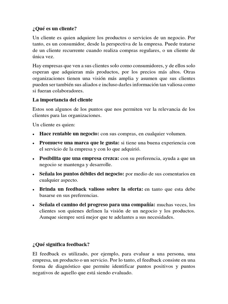 Qué Es Un Cliente | PDF