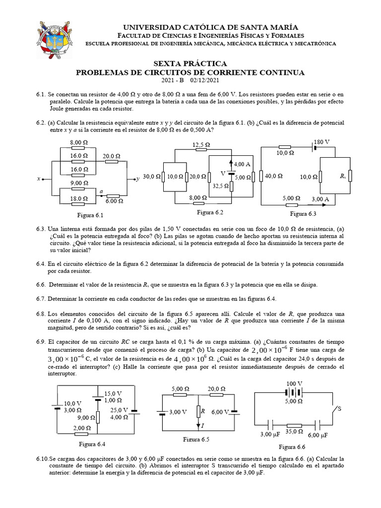 Práctica 6 - Problemas de Circuitos de Corriente Continua - 2022 - B | PDF | Resistencia ...