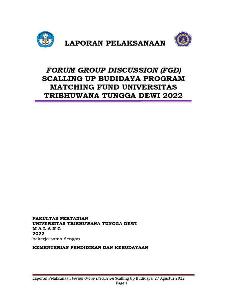 EDIT - LAPORAN PELAKSANAAN FGD Scalling Up | PDF