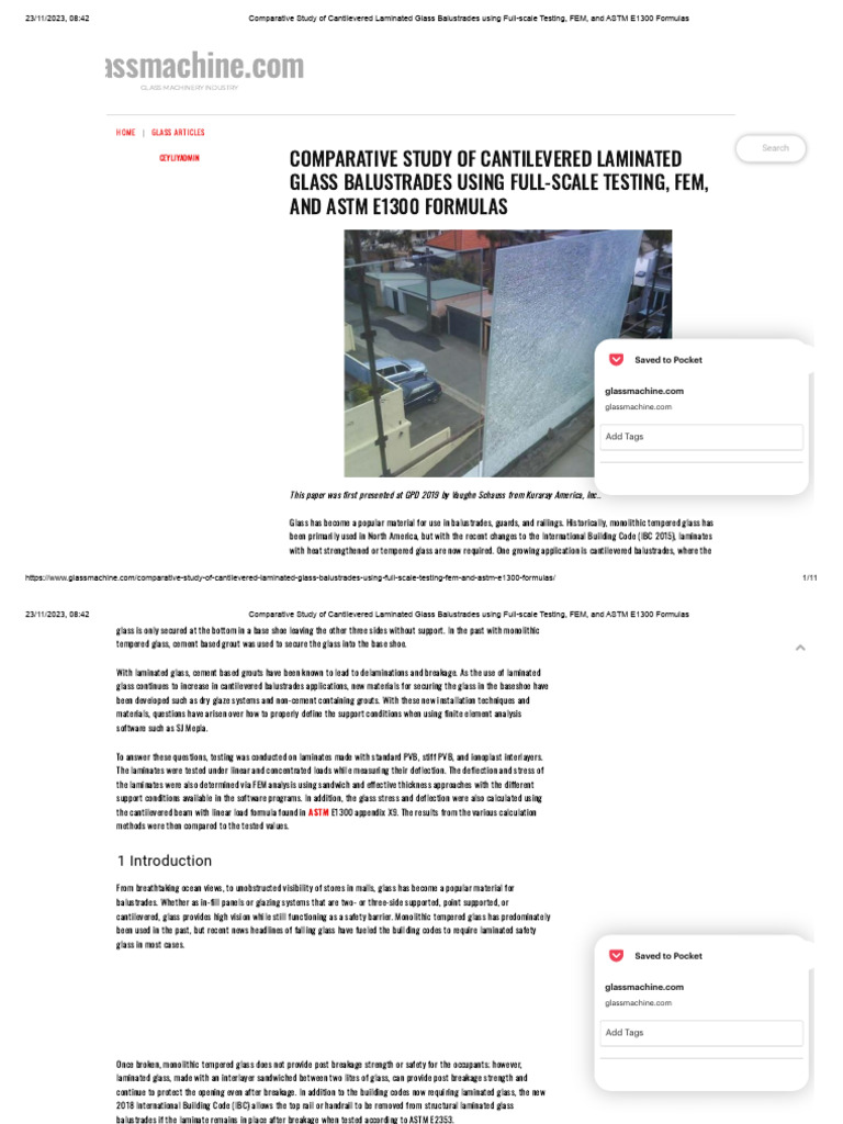 Comparative Study of Cantilevered Laminated Glass Balustrades Using ...