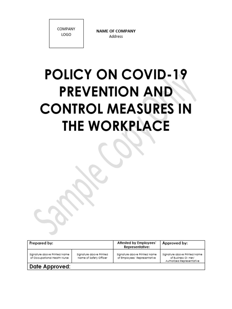 Policy COVID 19 Prevention and Control in The Workplace Template | PDF ...