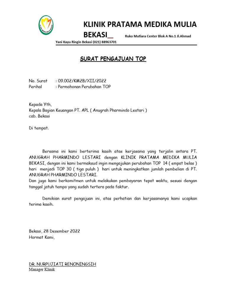 Permohonan Perubahan TOP 30 Hari | PDF