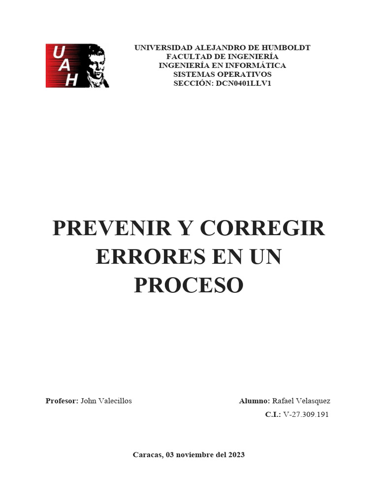 Prevenir y Corregir Errores en Un Proceso | PDF | Software | Calidad ...