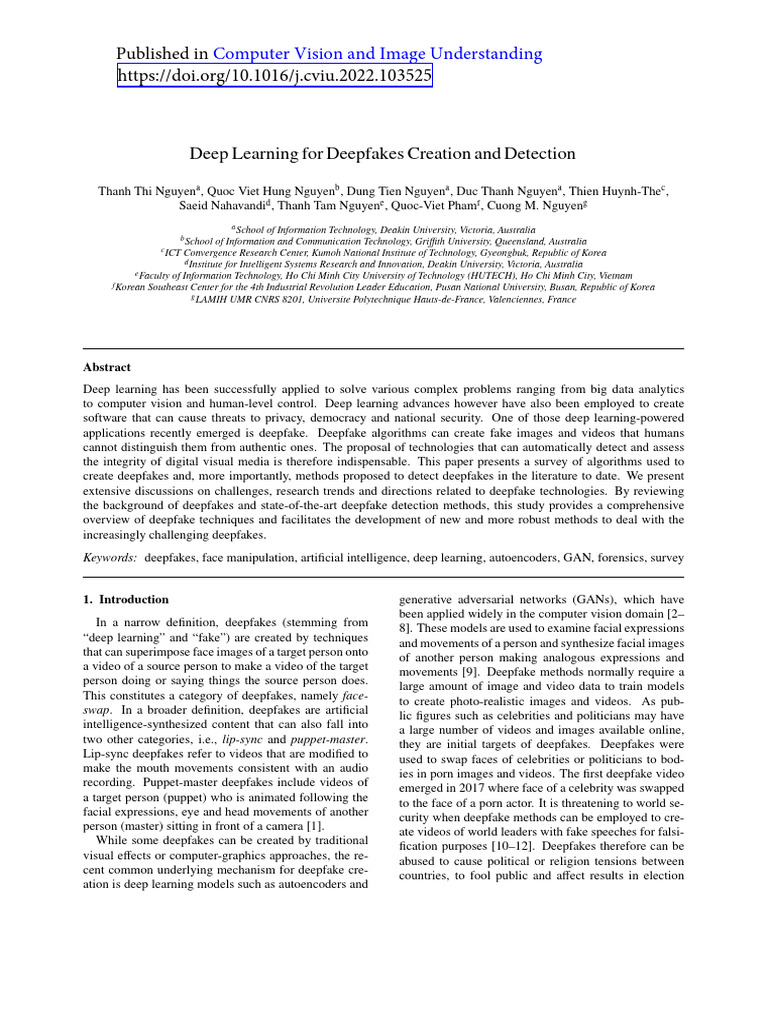 Deepfake Elsevier CVIU | Download Free PDF | Deep Learning | Artificial ...