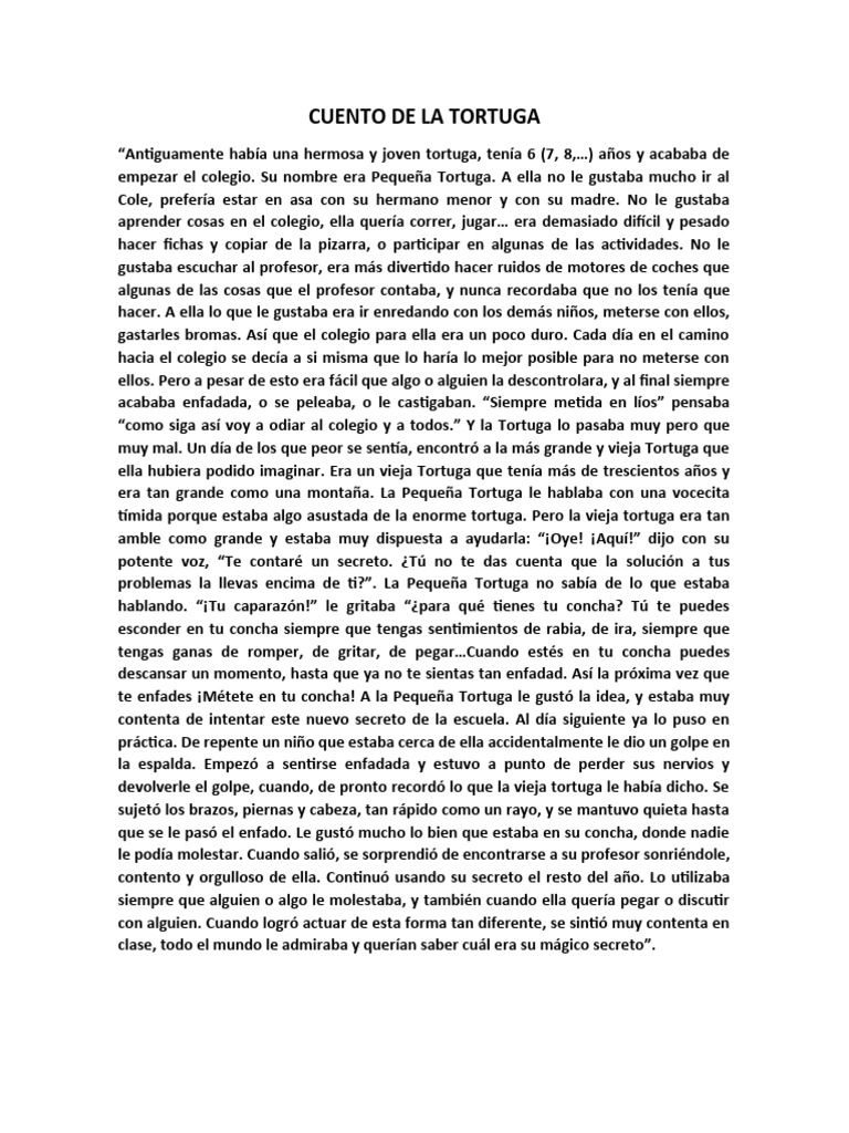 Cuento de La Tortuga | PDF