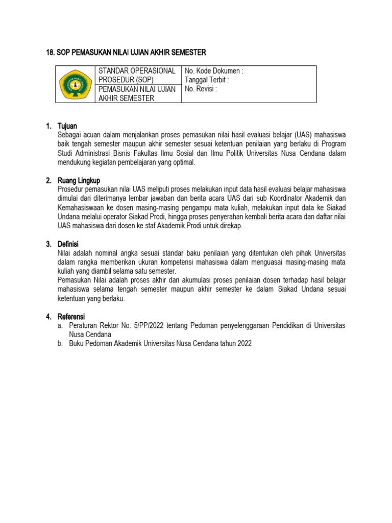 Prosedur Pemasukan Nilai UAS | PDF