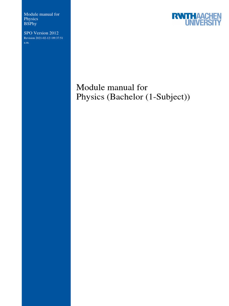 Physics BSPhy Module Manual 2021 | PDF | Physics | Mechanics