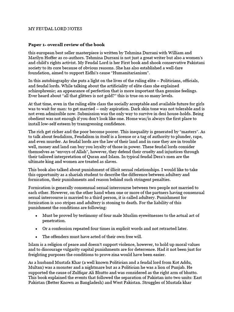 My Feudal Lord Notes | PDF