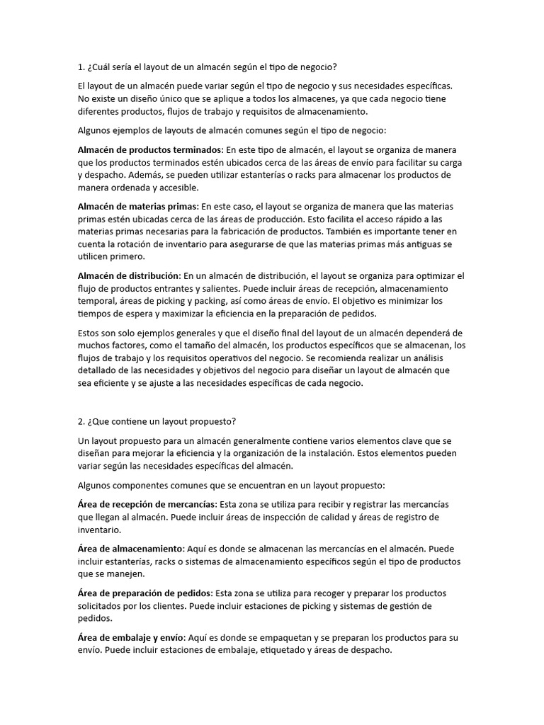 Ejemplos de Layout de Almacén Eficiente | PDF | Almacén | Inventario