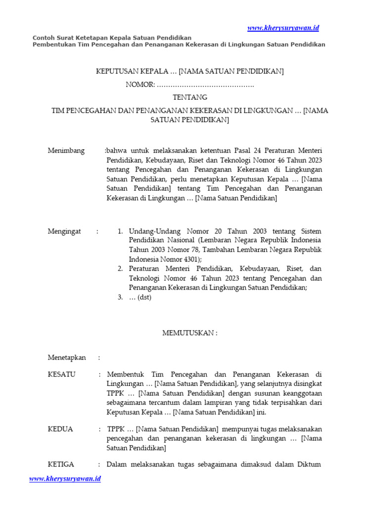 1 - SK Tim Pencegahan Dan Penanganan Kekerasan Di Lingkungan Satuan Pendidikan - WWW ...