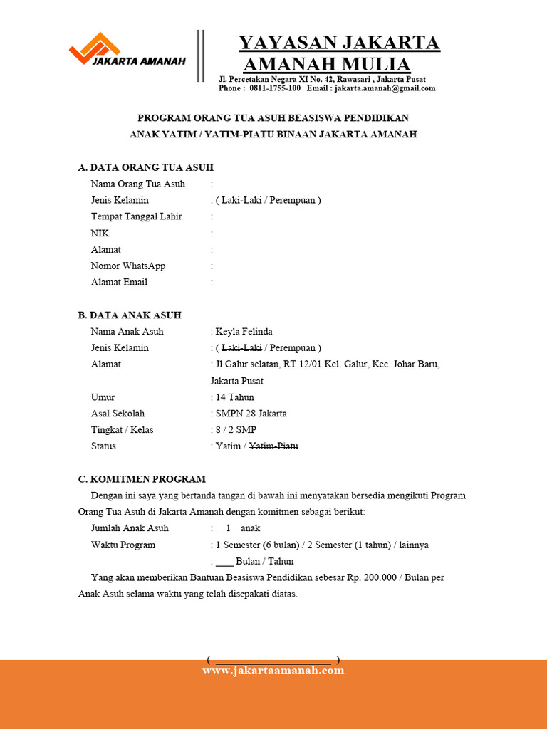 Surat Komitmen Program Orang Tua Asuh | PDF Surat Komitmen Program Orang Tua Asuh | PDF