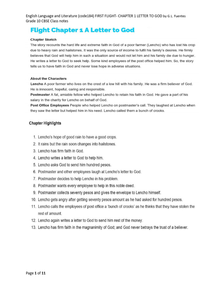 Letter To God Classnotes 10 | PDF | Hail | God