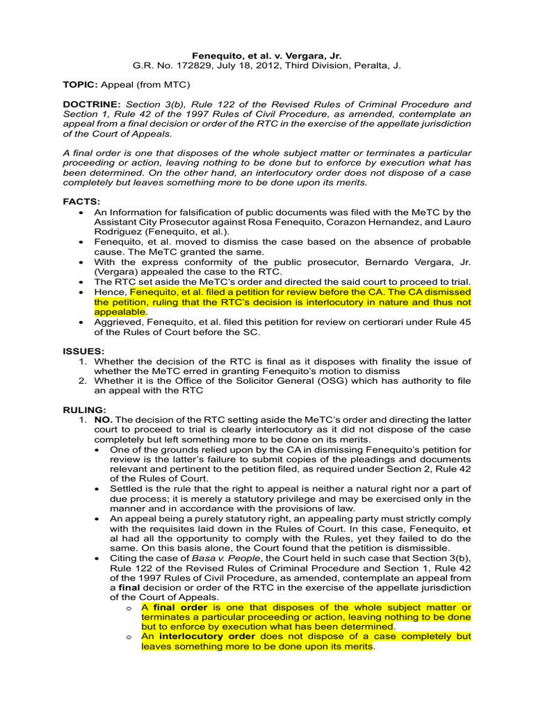 RTC Decision on Interlocutory Appeal | PDF | Prosecutor | Appeal