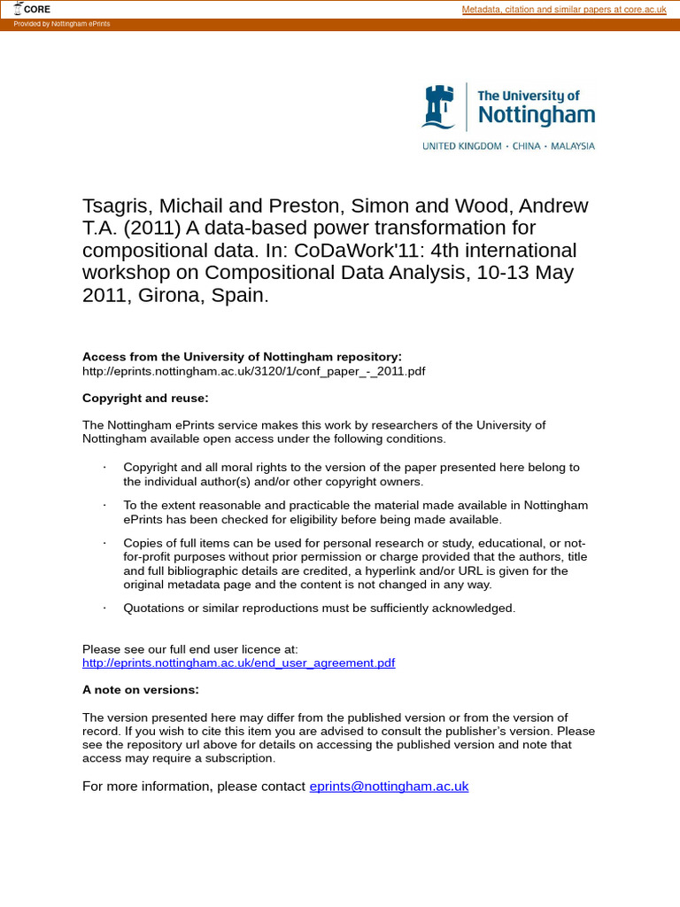 A Data-Based Power Transformation For Compositional Data | PDF | Mean | Mathematics